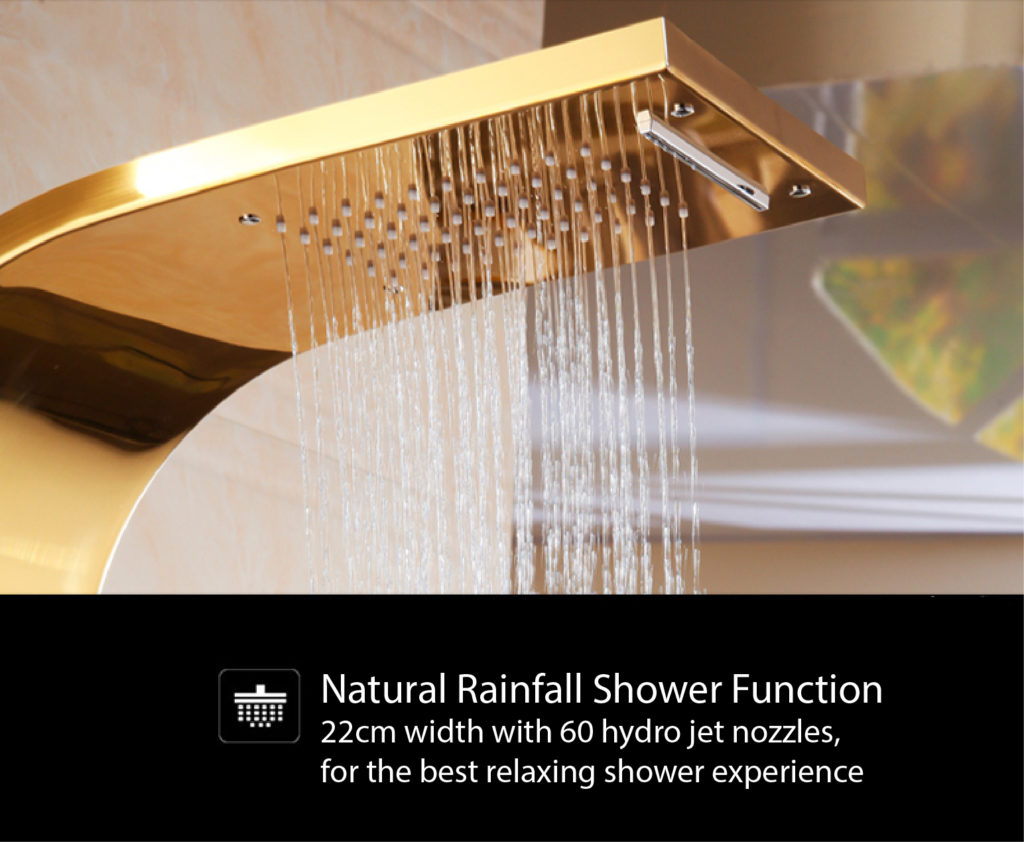 INOVO® Mirá Waterfall Hydrotherapy Rain Shower Panel Column Set with ...