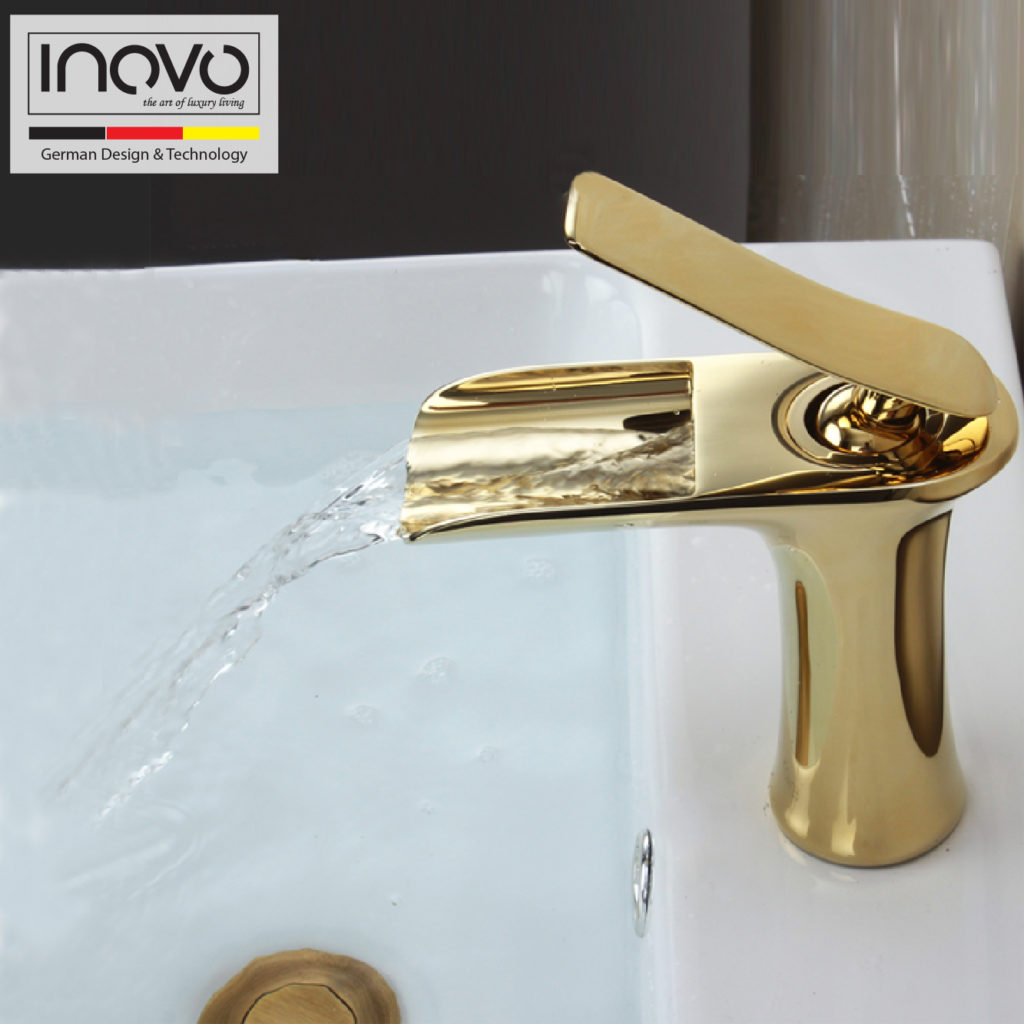 INOVO® Luzerńe Bathroom Short Mixer Basin Tap Faucet in Black Silver ...