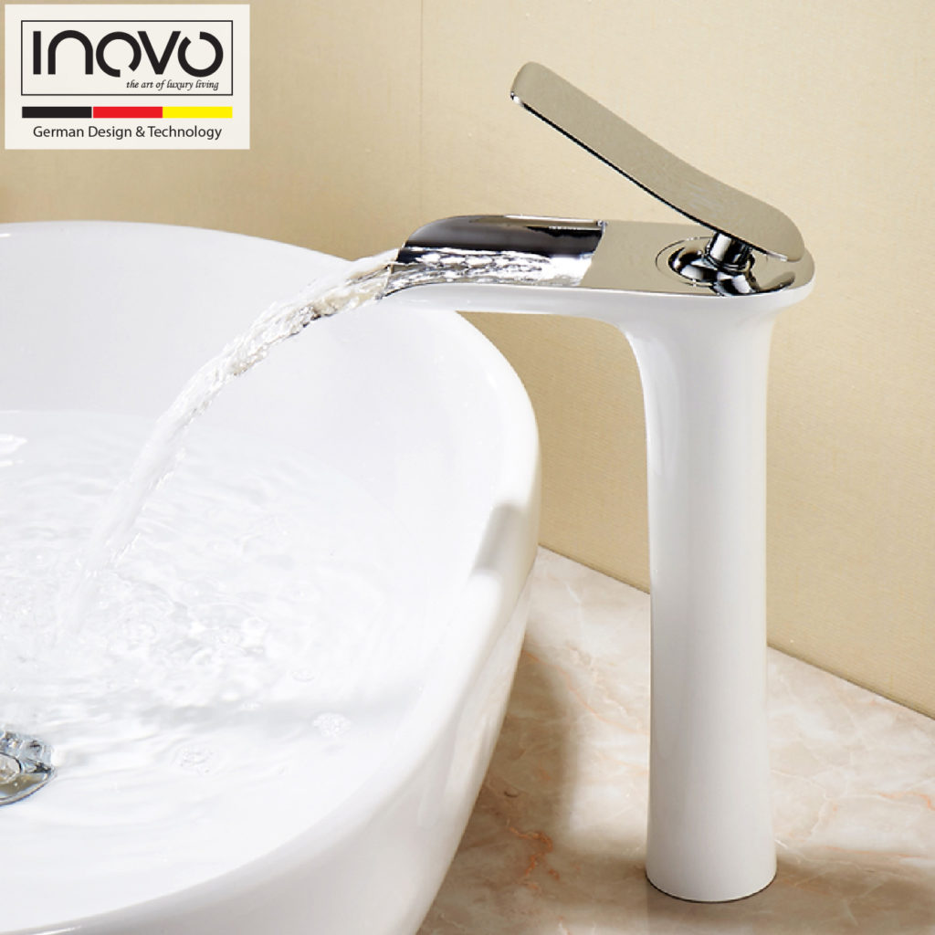 INOVO® Luzerńe Bathroom Tall Mixer Basin Tap Faucet in White Gold- PUB ...