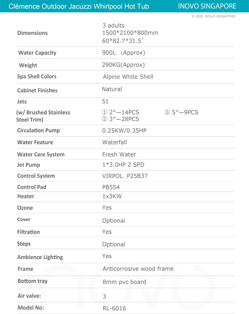 Luxury Clémence Outdoor Jacuzzi Whirlpool Hot Tub / 3 Persons / Length ...