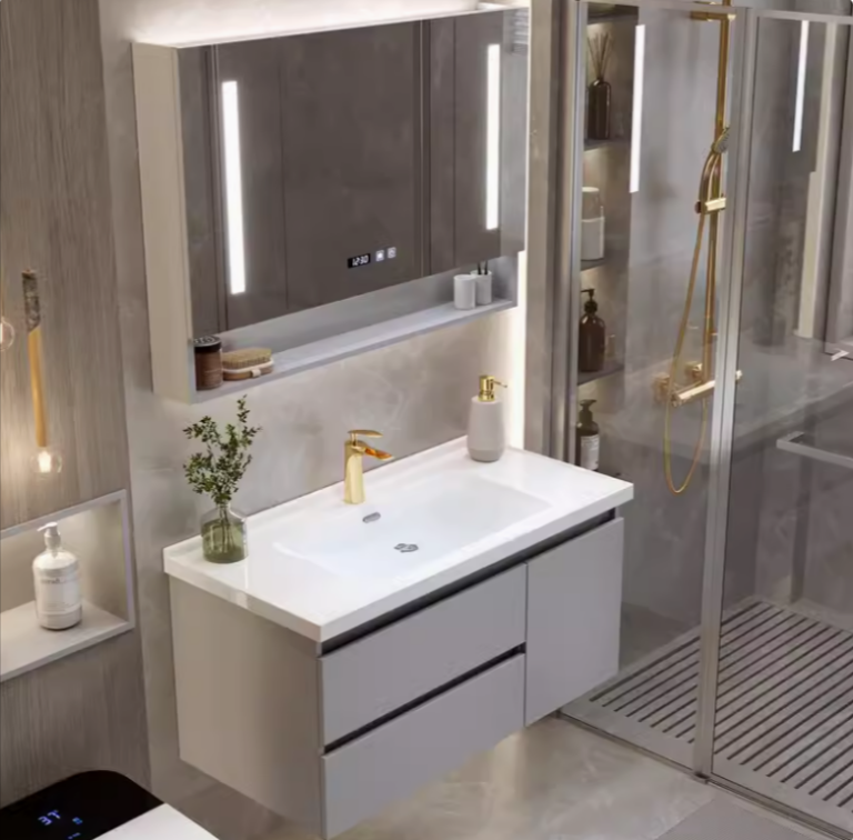 Luxury Grande Stainless Steel Bathroom Vanity Basin Cabinet (Dark ...