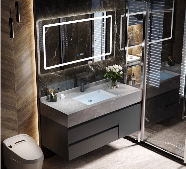 Luxury Grande Stainless Steel Bathroom Vanity Basin Cabinet (White ...