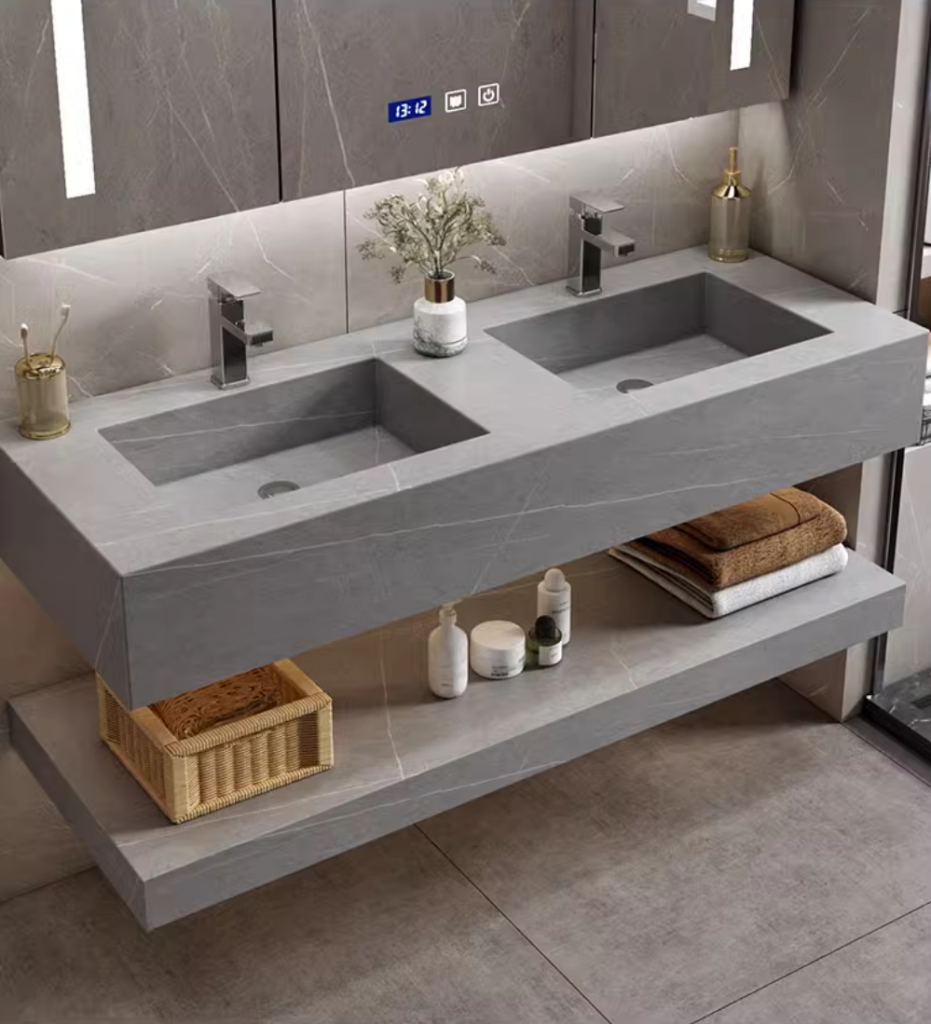 Luxury Alexa Sintered Stone Countertop Bathroom Vanity Basin Cabinet ...