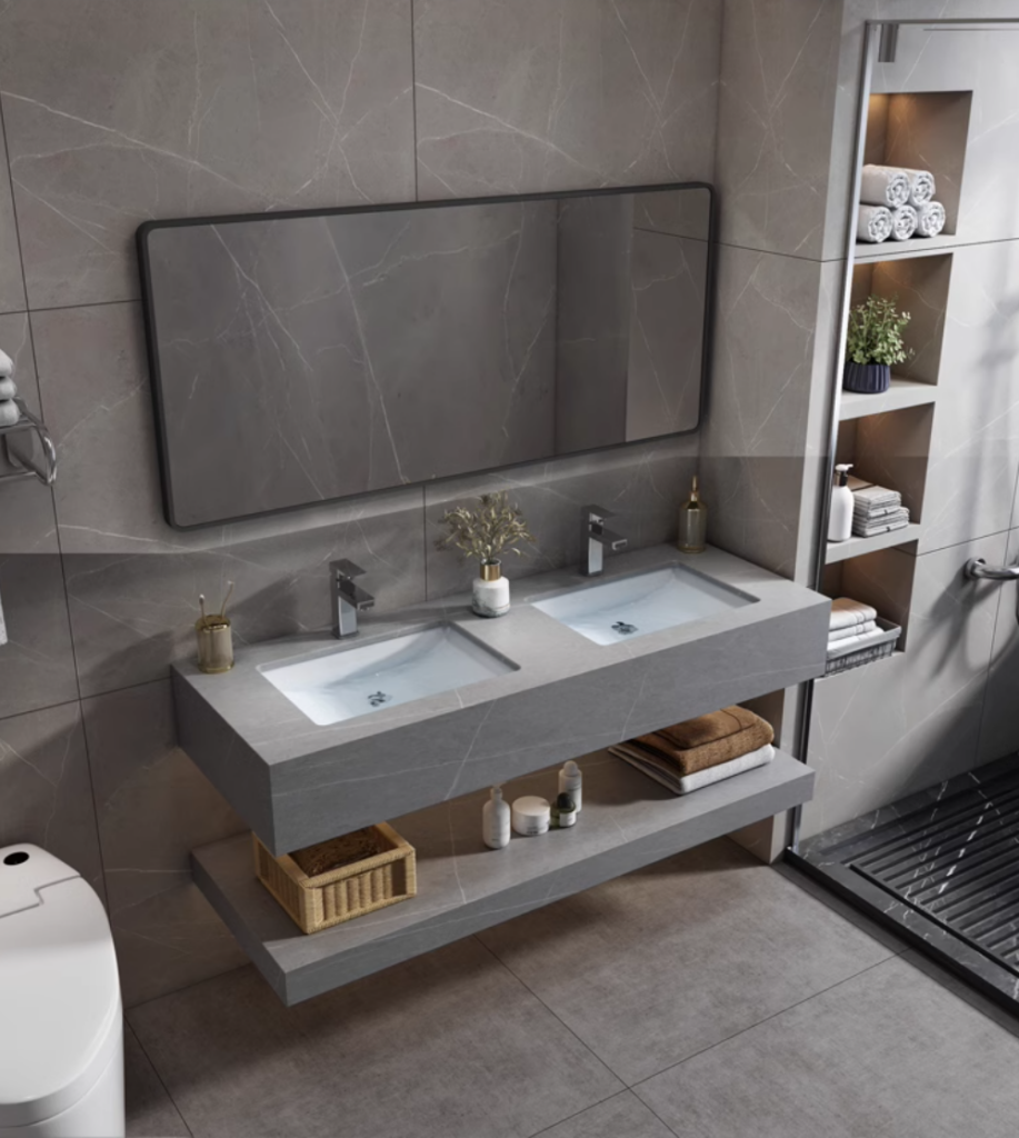 Luxury Alexa Sintered Stone Bathroom Vanity Basin Cabinet (Natural ...