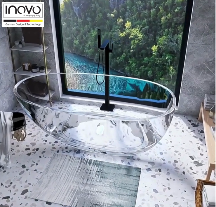 Luxury Transparent Clear Resin Bathtub - INOVO Singapore